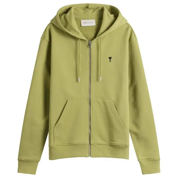 AMI Paris Contrasted De Coeur Hoodie - Matcha