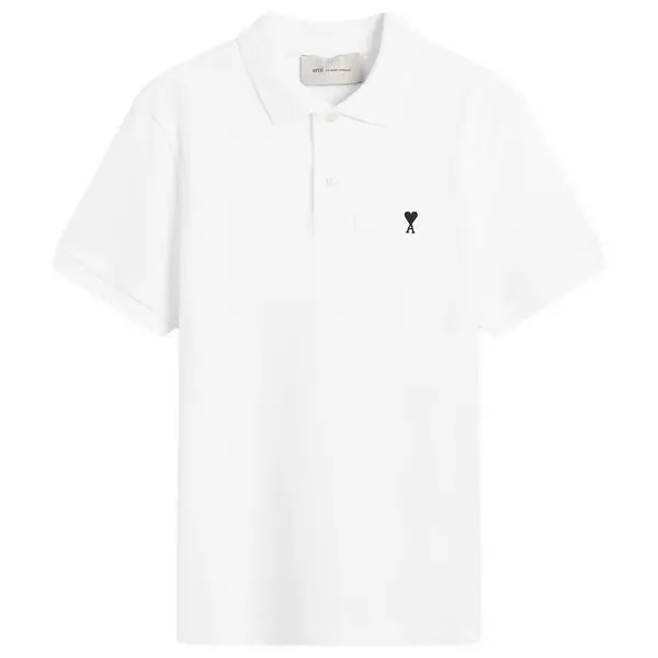 AMI Paris Contrasted De Coeur Polo Shirt - Blanc