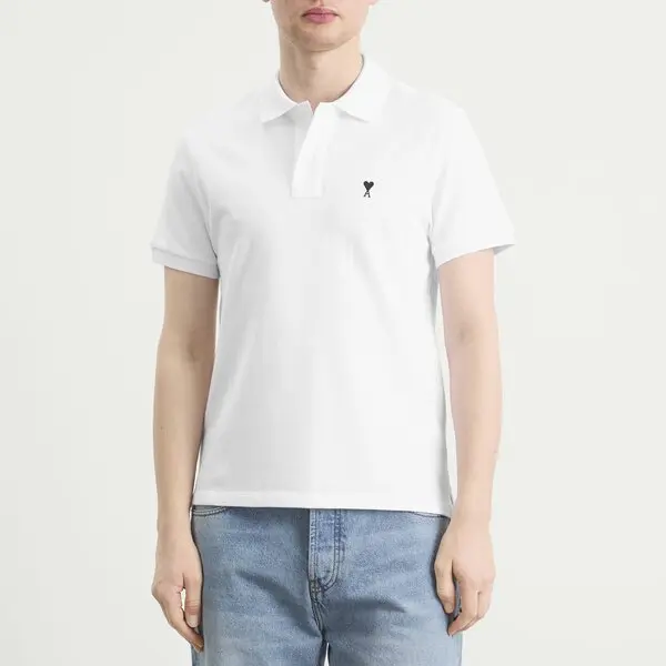 AMI Paris Contrasted De Coeur Polo Shirt