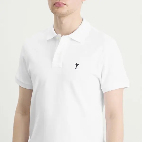 AMI Paris Contrasted De Coeur Polo Shirt