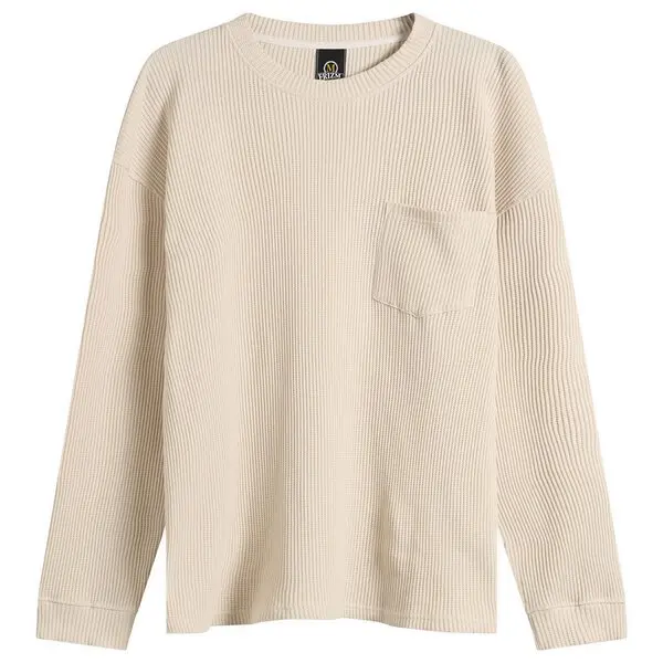 FRIZMWORKS Oversized Waffle Pocket Long Sleeve T-shirt - Cream