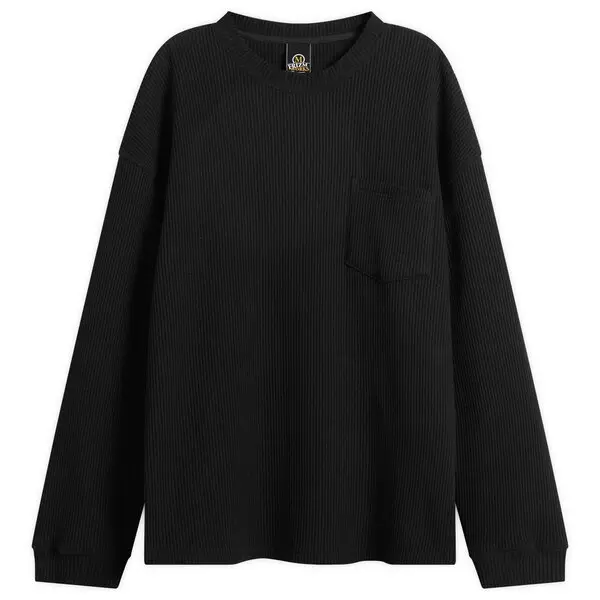 FRIZMWORKS Oversized Waffle Pocket Long Sleeve T-shirt - Black
