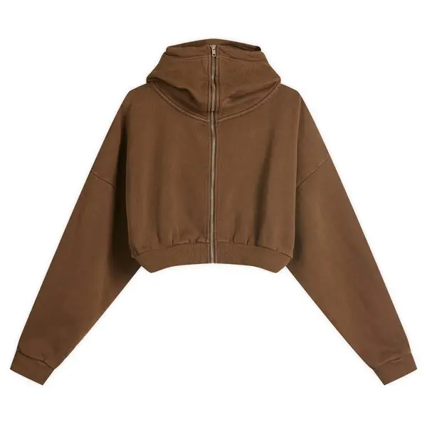 ENTIRE STUDIOS Cropped Full Zip Hoodie - Brunette