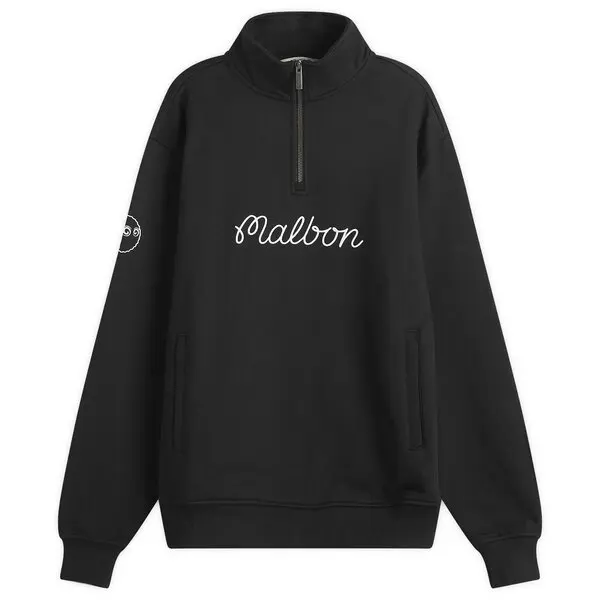 MALBON Collegiate Quarter-zip Sweatshirt - Black