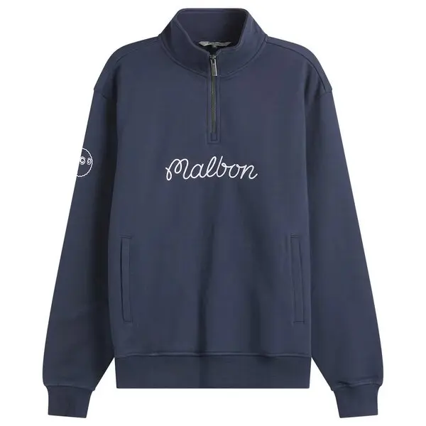 MALBON Collegiate Quarter-zip Sweatshirt - Navy