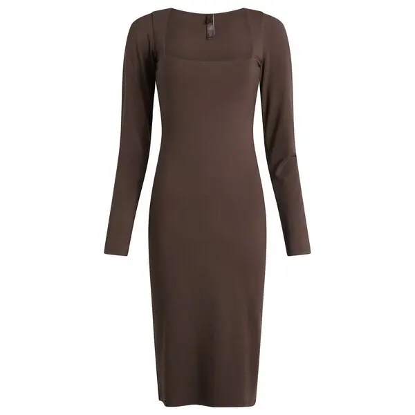 SKIMS Smooth Layers Long Sleeve Midi Dress - Espresso