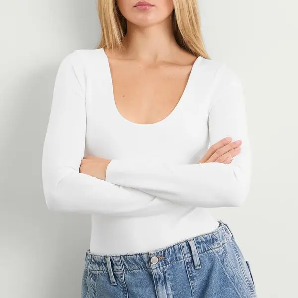 Good American Scuba Scoop Neck Bodysuit - White