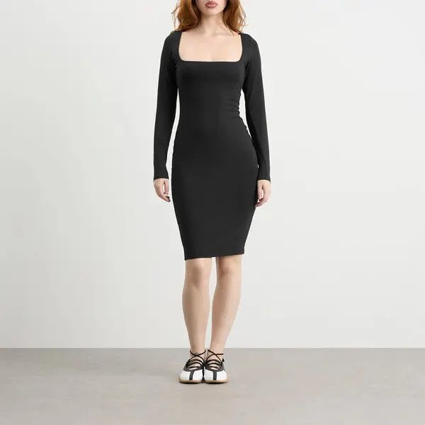 SKIMS Smooth Layers Long Sleeve Midi Dress