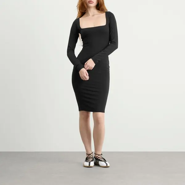 SKIMS Smooth Layers Long Sleeve Midi Dress