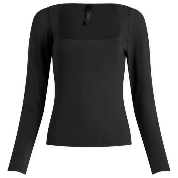 SKIMS Smooth Layers Square Neck Long Sleeve Top - Obsidian