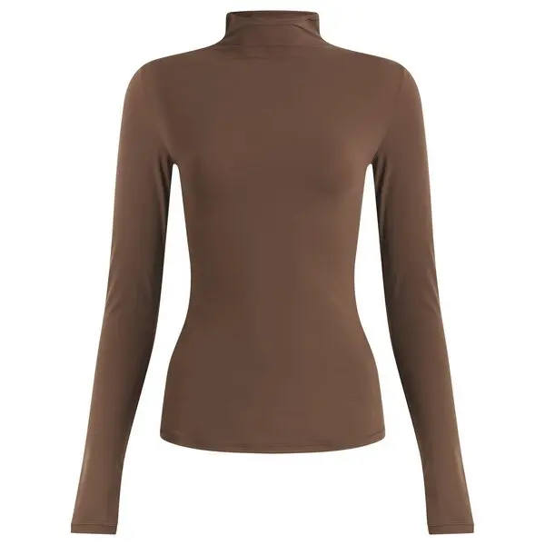 SKIMS Fits Everybody Long Sleeve High Neck Top - Cocoa
