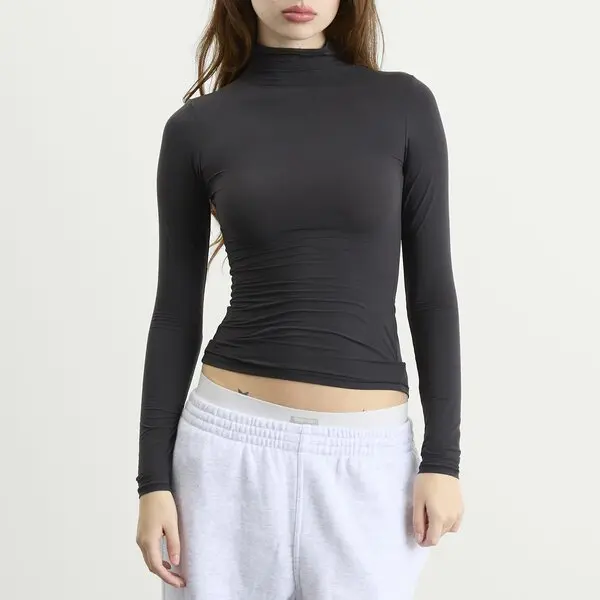 SKIMS Fits Everybody Long Sleeve High Neck Top - Onyx