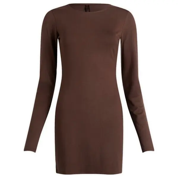 SKIMS Smooth Layers Crewneck Tunic Mini Dress - Espresso