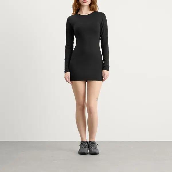 SKIMS Smooth Layers Crewneck Tunic Mini Dress - Obsidian