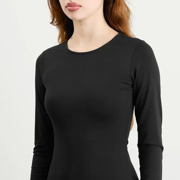 SKIMS Smooth Layers Crewneck Tunic Mini Dress - Obsidian