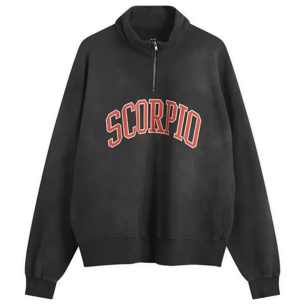 BEAMS Fade Souvenir Half Zip Sweatshirt - Soft Black
