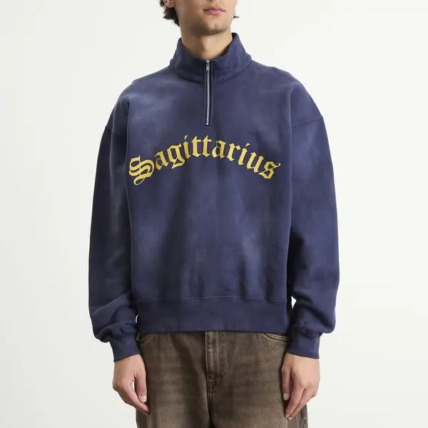 BEAMS Fade Souvenir Half Zip Sweatshirt - Navy