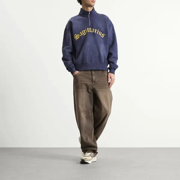 BEAMS Fade Souvenir Half Zip Sweatshirt - Navy