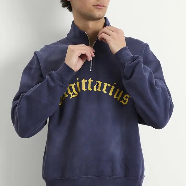 BEAMS Fade Souvenir Half Zip Sweatshirt - Navy