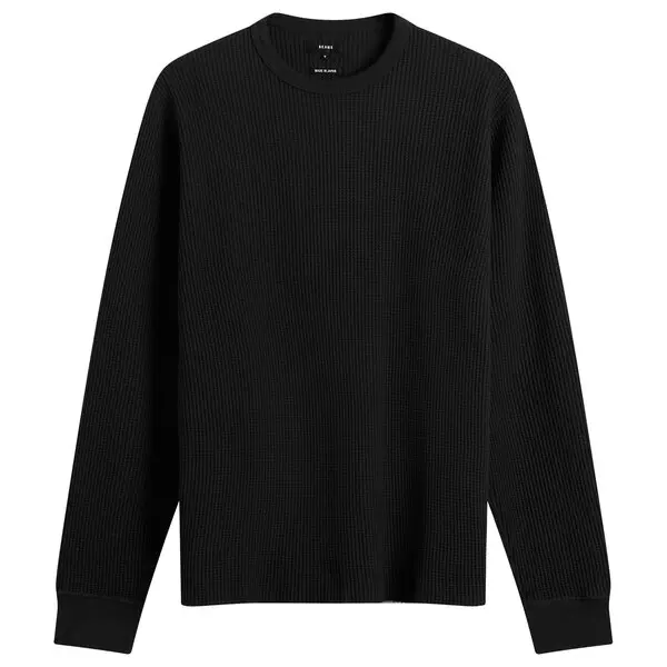 BEAMS Waffle Crew Neck Sweatshirt - Black