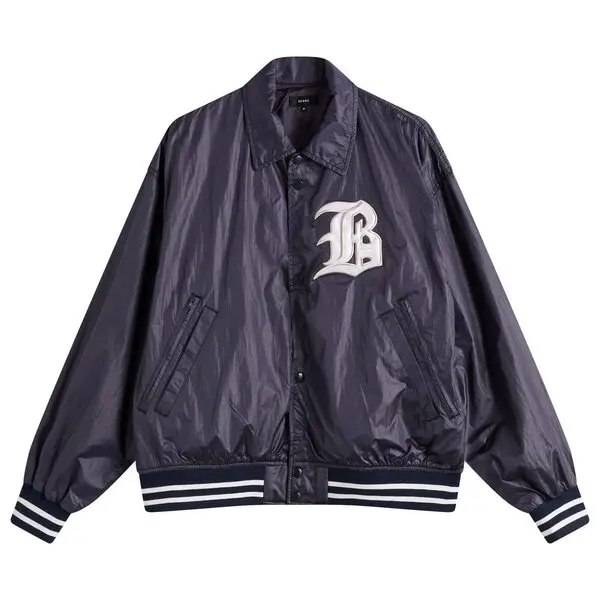 BEAMS B Satin Varsity Jacket - Navy