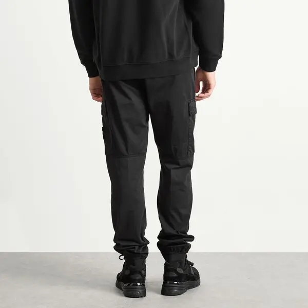 Stone Island Sateen Cargo Jogger Pants - Black