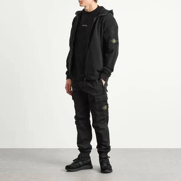 Stone Island Sateen Cargo Jogger Pants - Black