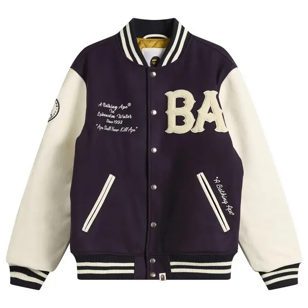 A BATHING APE Varsity Jacket - Purple