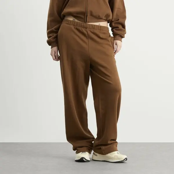 SKIMS Cotton Fleece Classic Straight Leg Pant - Bison