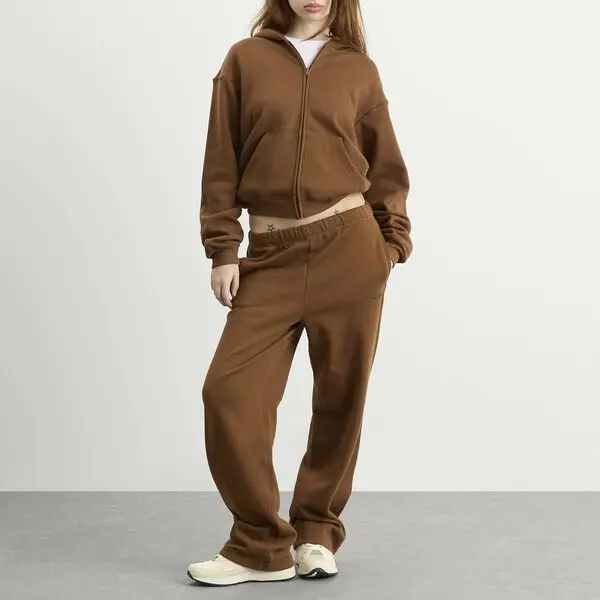 SKIMS Cotton Fleece Classic Straight Leg Pant - Bison