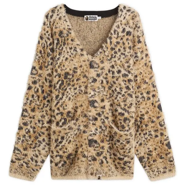 A BATHING APE Wild Leopard Cardigan - Beige
