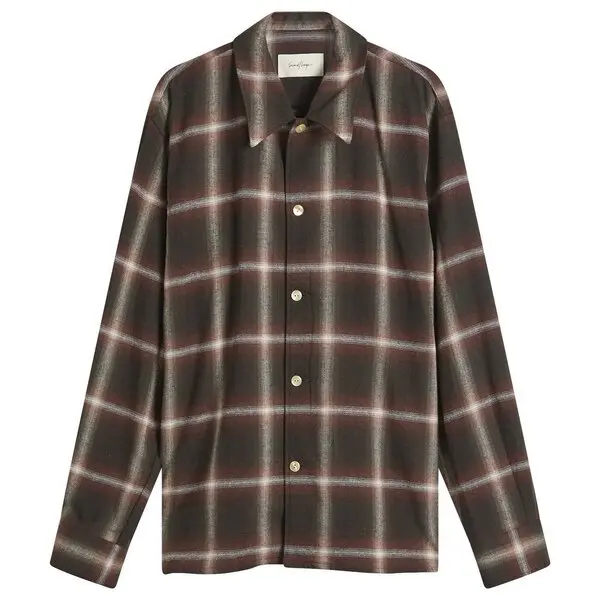 SECOND / LAYER Logan Ombre Long Sleeve Check Shirt - Red Check