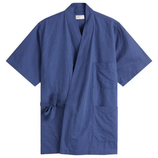Universal Works Linen Cotton Kyoto Work Shirt - Blue