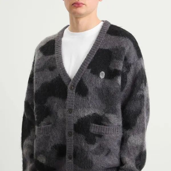 A BATHING APE Colour Camo Mohair Knit Cardigan
