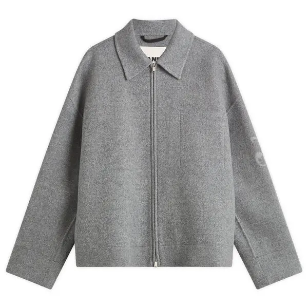 JIL SANDER Double Face Wool Zip Through Jacket - Pebble