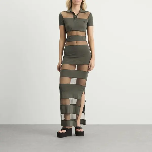 Coperni Striped Sheer Polo Dress - Green