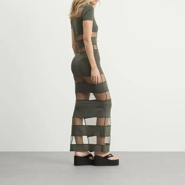 Coperni Striped Sheer Polo Dress - Green