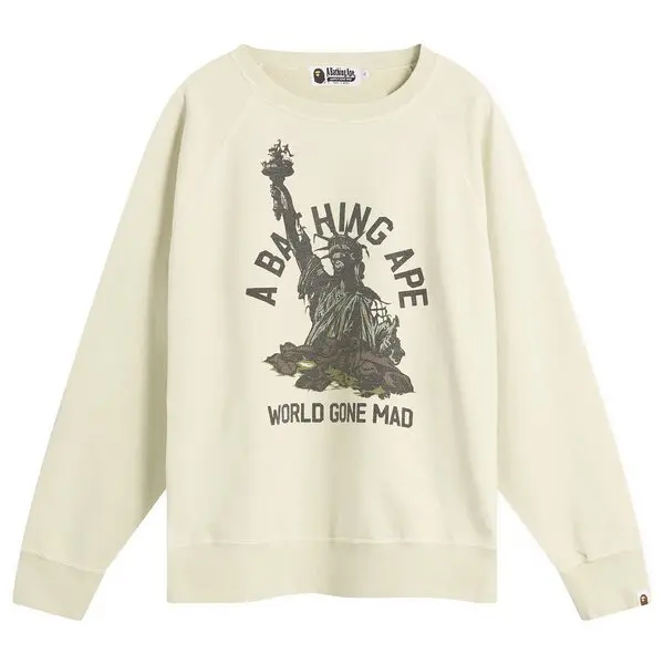 A BATHING APE Destroy Washed Statue Of Liberty Sweatshirt - Ivory