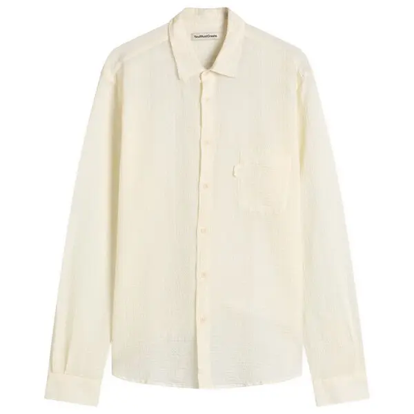 You Must Create Curtis Seersucker Stripe Shirt - White/yellow