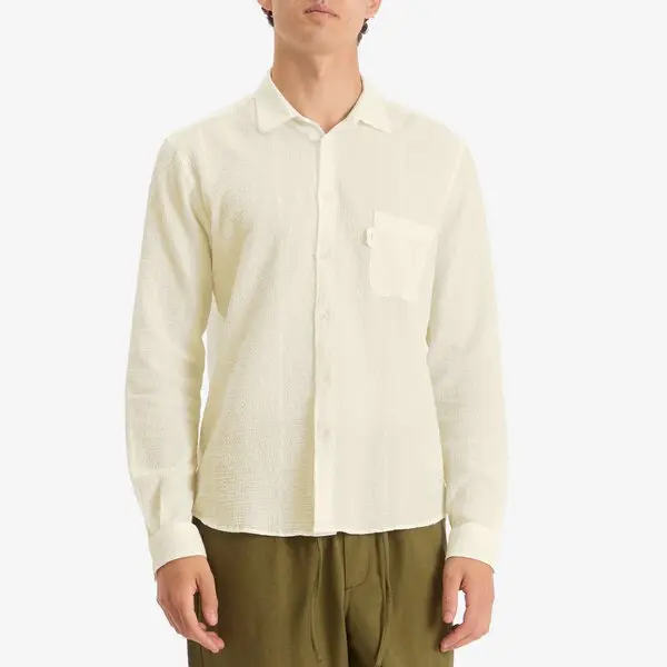 You Must Create Curtis Seersucker Stripe Shirt - White/yellow