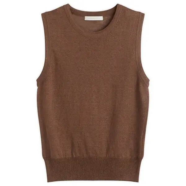 NOTHING WRITTEN Rola Linen Sleeveless Top - Brown