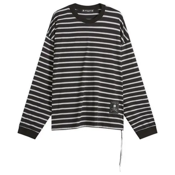 MASTERMIND WORLD Fine Gauge Stripe Long Sleeve T-shirt - Black