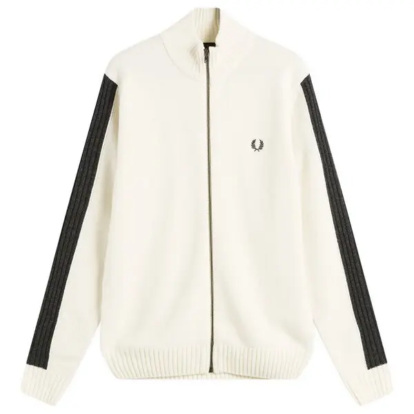 Fred Perry Ribbed Zip Knit Cardigan - Ecru