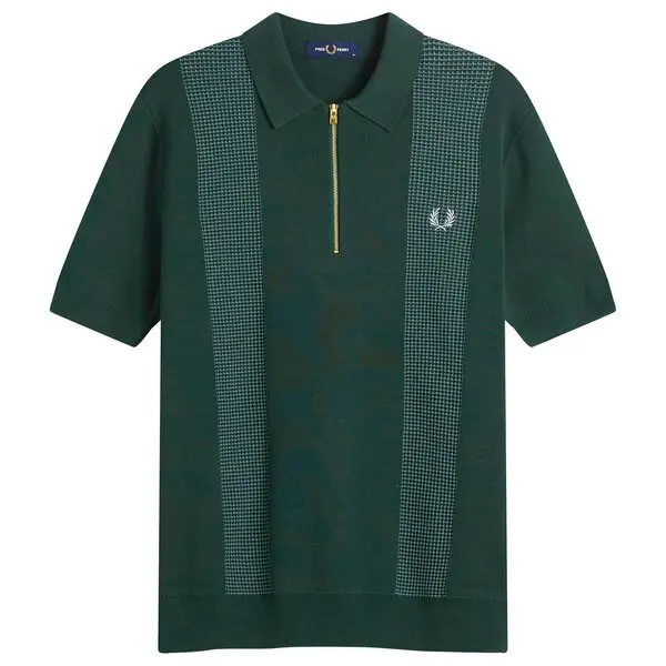 Fred Perry Panel Knitted Polo Shirt - Grassroots