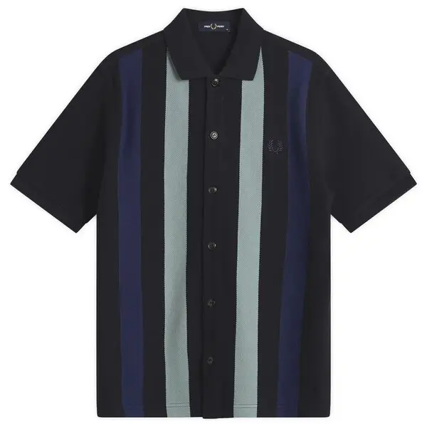 Fred Perry Vertical Stripe Polo Shirt - Black