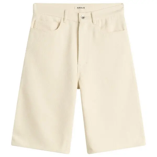 Auralee Denim Wide Shorts - Ivory White