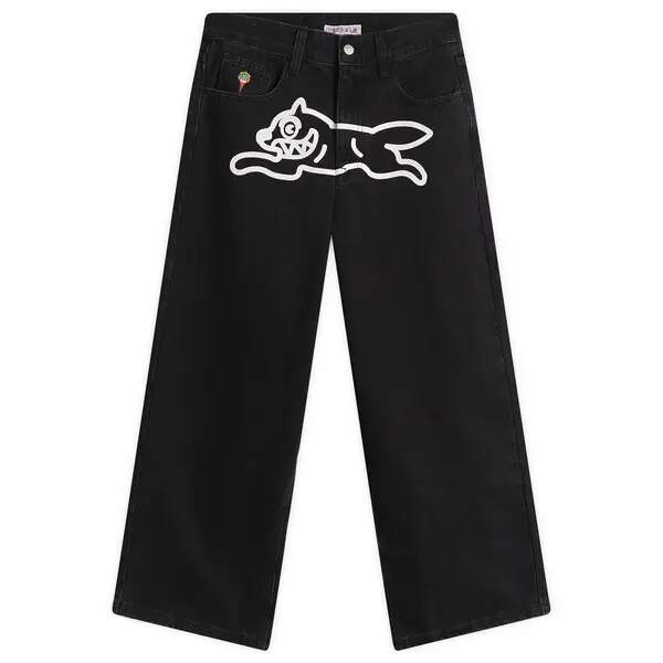 ICECREAM Running Dog Triple Scoop Wide Denim Jeans - Black