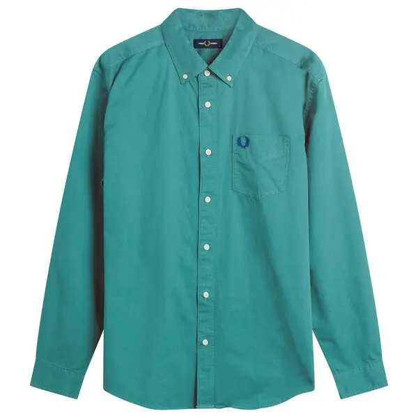 Fred Perry Washed Twill Shirt - Deep Mint
