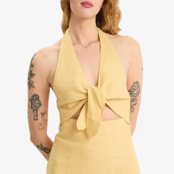 SIR. Carlotta Tie Midi Dress - Raffia