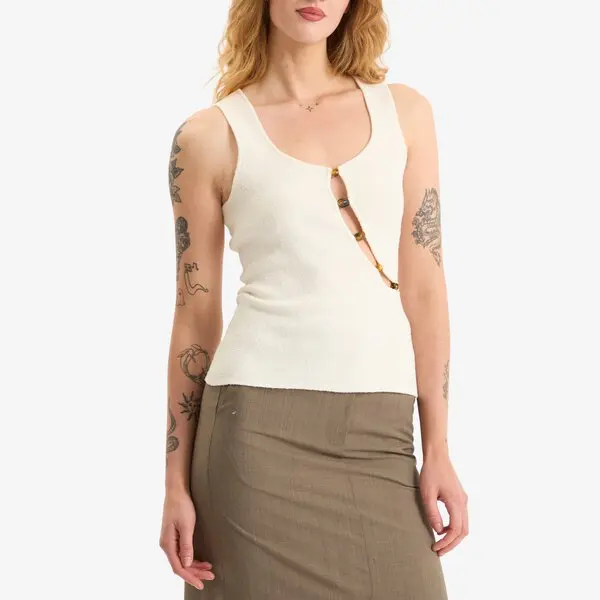 SIR. Chiara Beaded Tank Top - Ivory